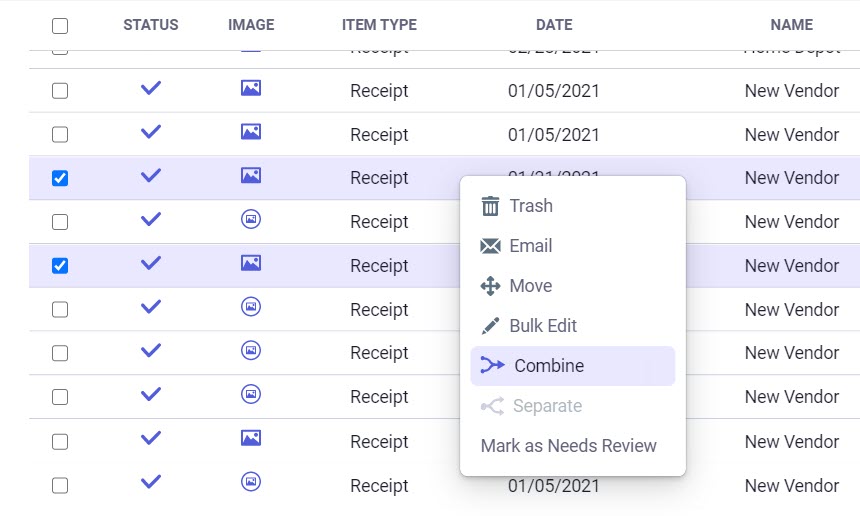 Combine and Separate Items in Neat - Neat HelpCenter