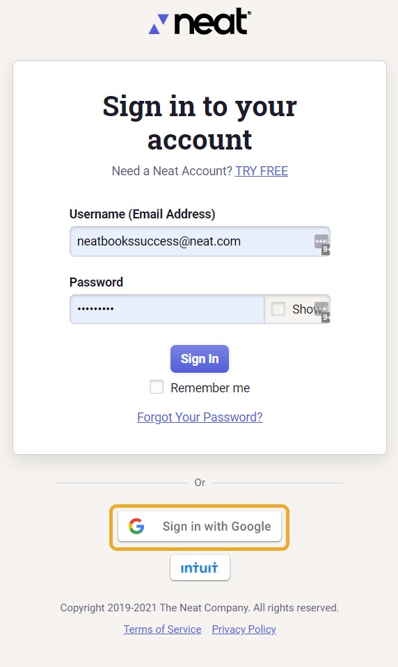 Sign In with Google - Neat HelpCenter